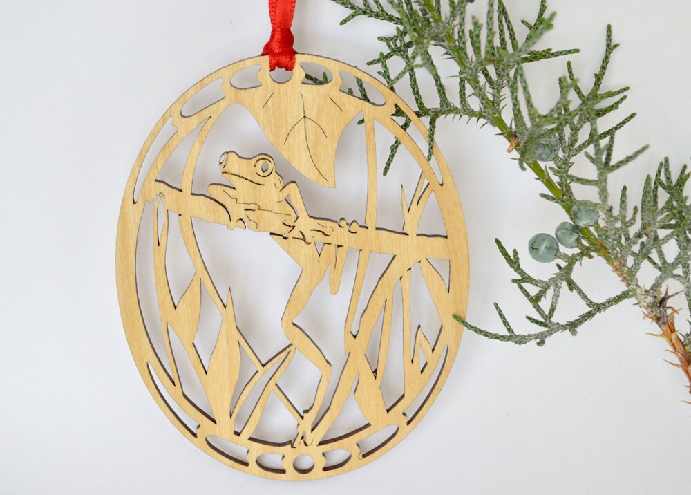 Wood Tree Frog Ornament Woodcut Tree Frog Decoration - Etsy
