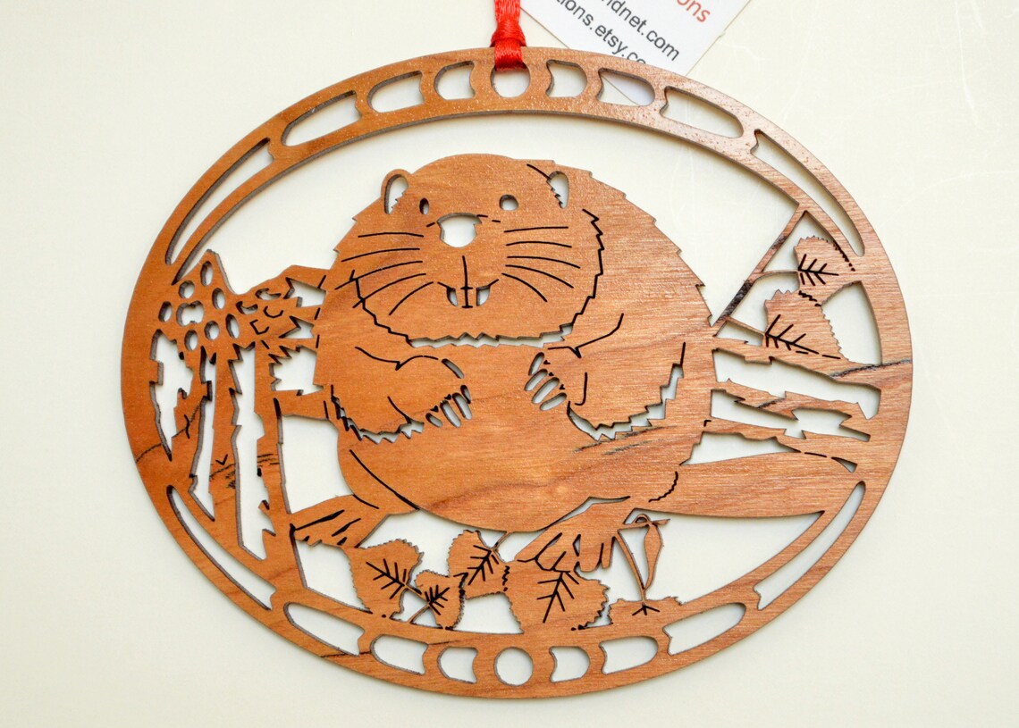 Wood Beaver Ornament Wood Cut Beaver Decoration North American | Etsy