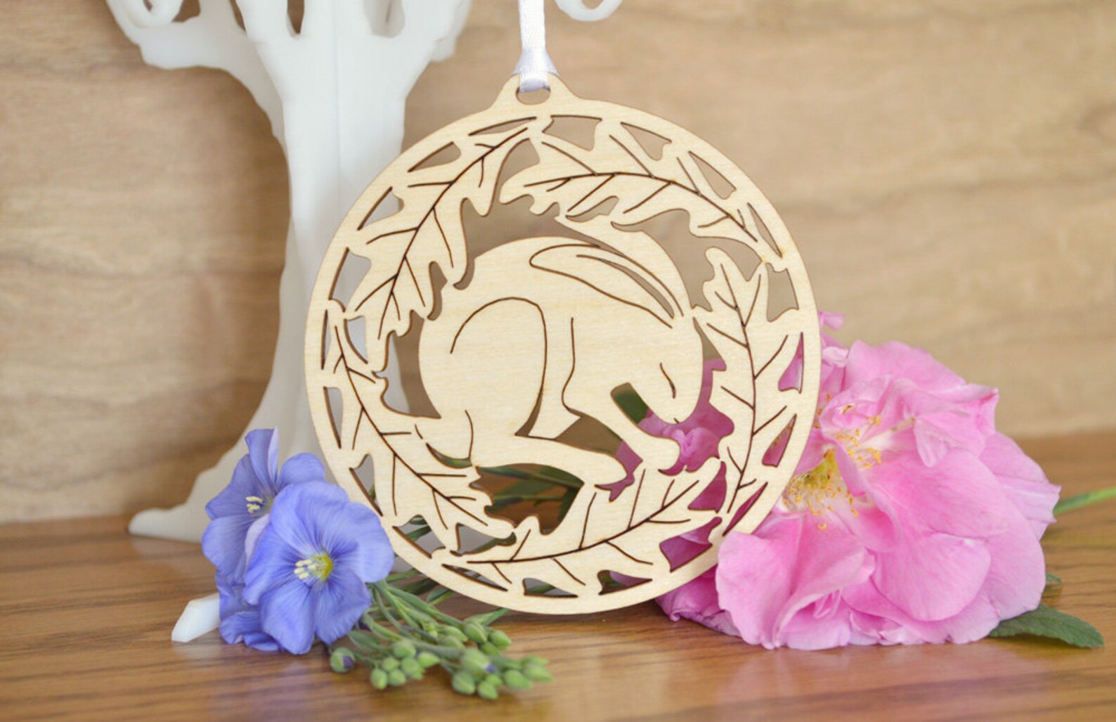 Rabbit Wood Ornament Wood-cut Hanging Decoration Wooden Bunny | Etsy