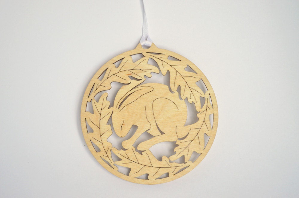 Rabbit Wood Ornament Wood-cut Hanging Decoration Wooden Bunny | Etsy