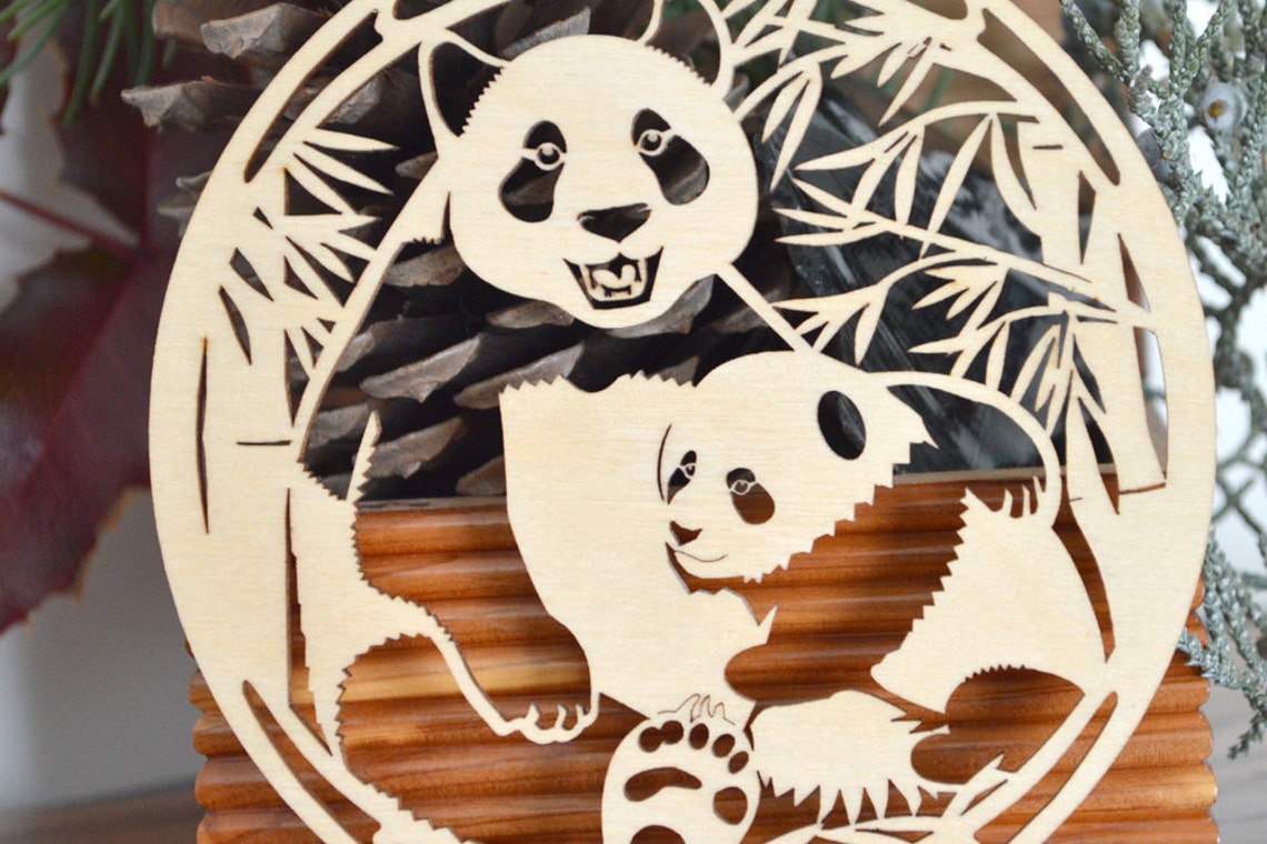 Wood Panda Ours ornement Wood cut Panda Ornament Panda | Etsy