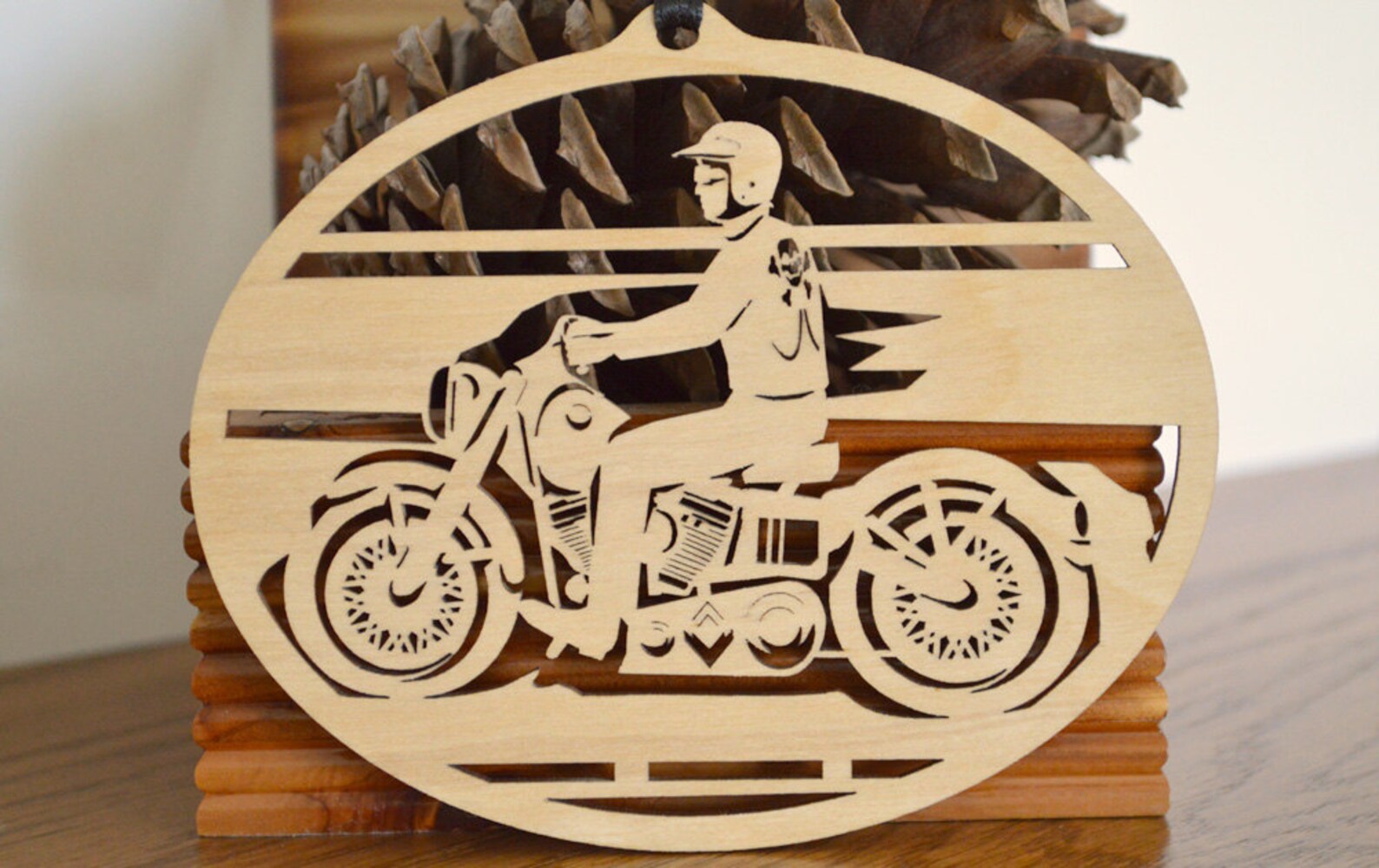 Motorcycle Ornament Woodcut Motorcycle Decoration | Etsy