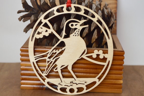 Wooden Robin Ornament Wood-cut American Robin Decoration | Etsy
