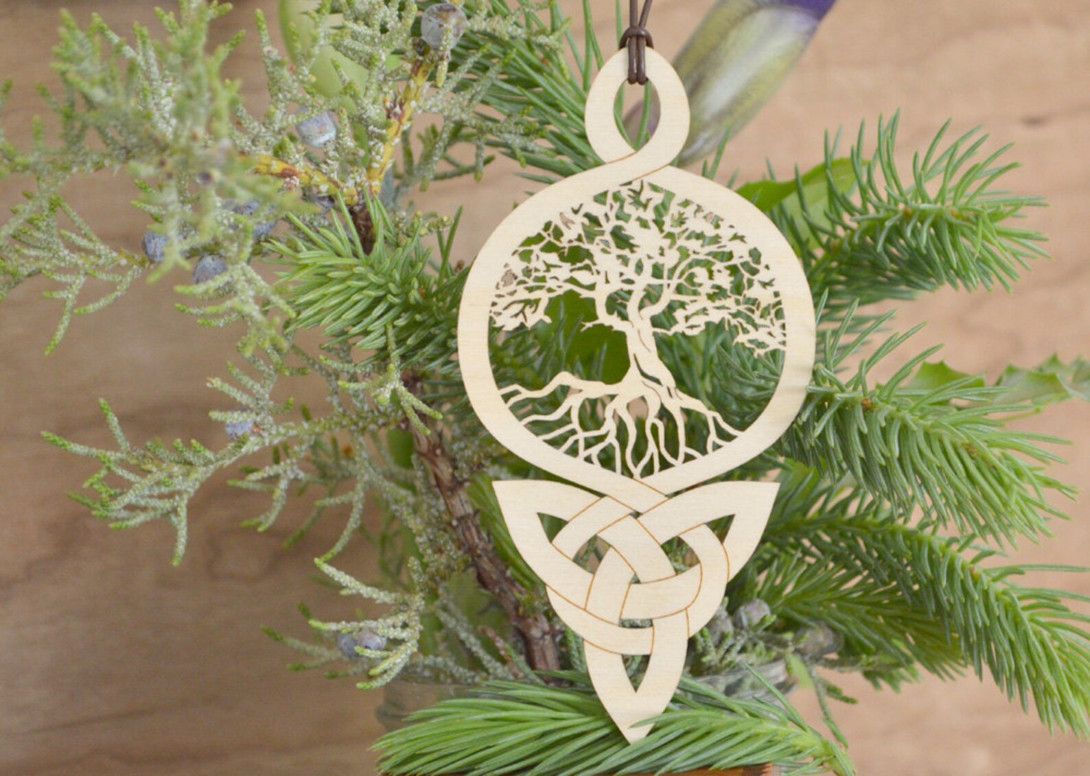 Tree of Life Celtic Trinity Knot Ornament Woodcut Tree of Life - Etsy
