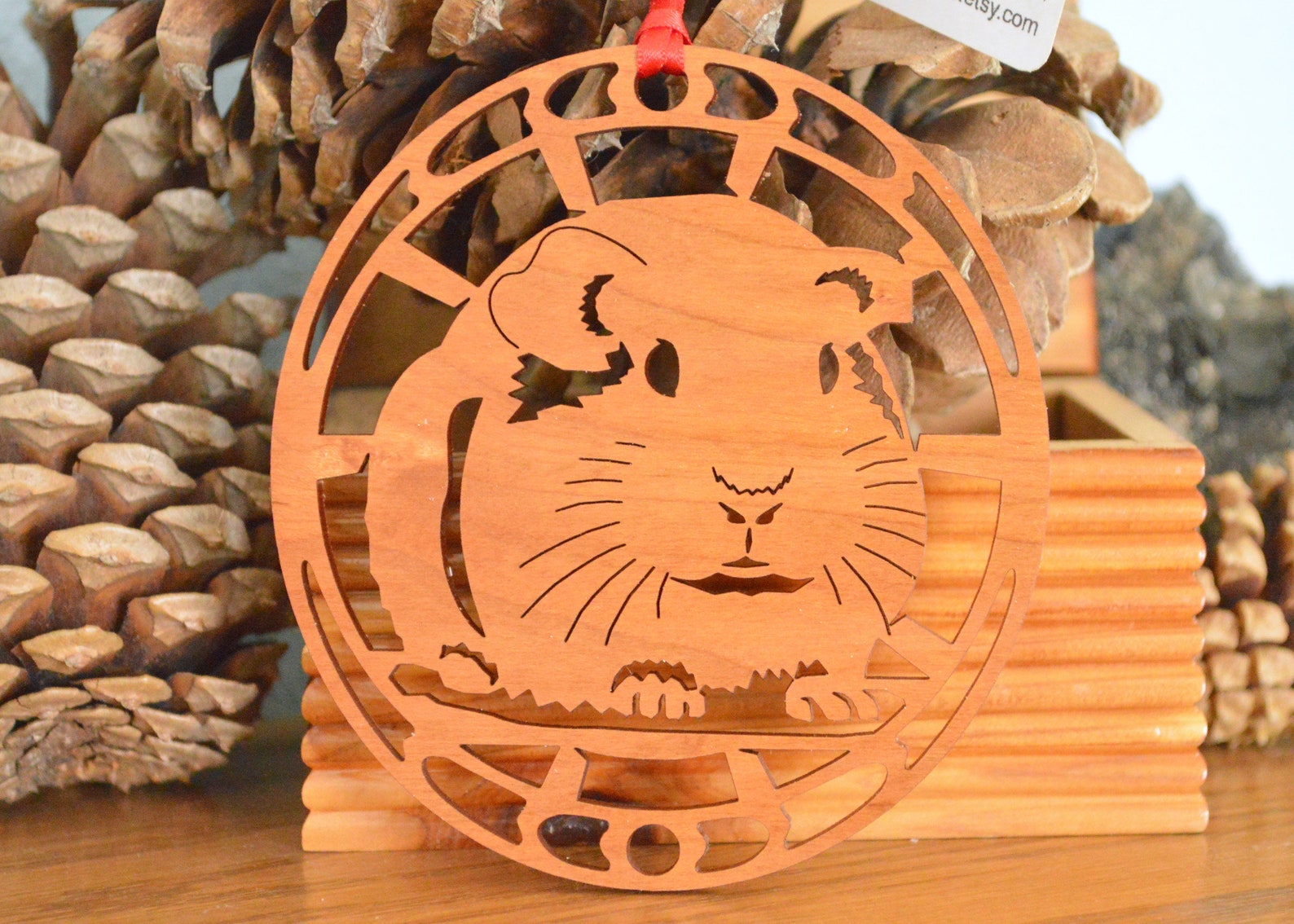 Wooden Guinea Pig Hamster Ornament Wood-cut Guinea Pig Decoration ...