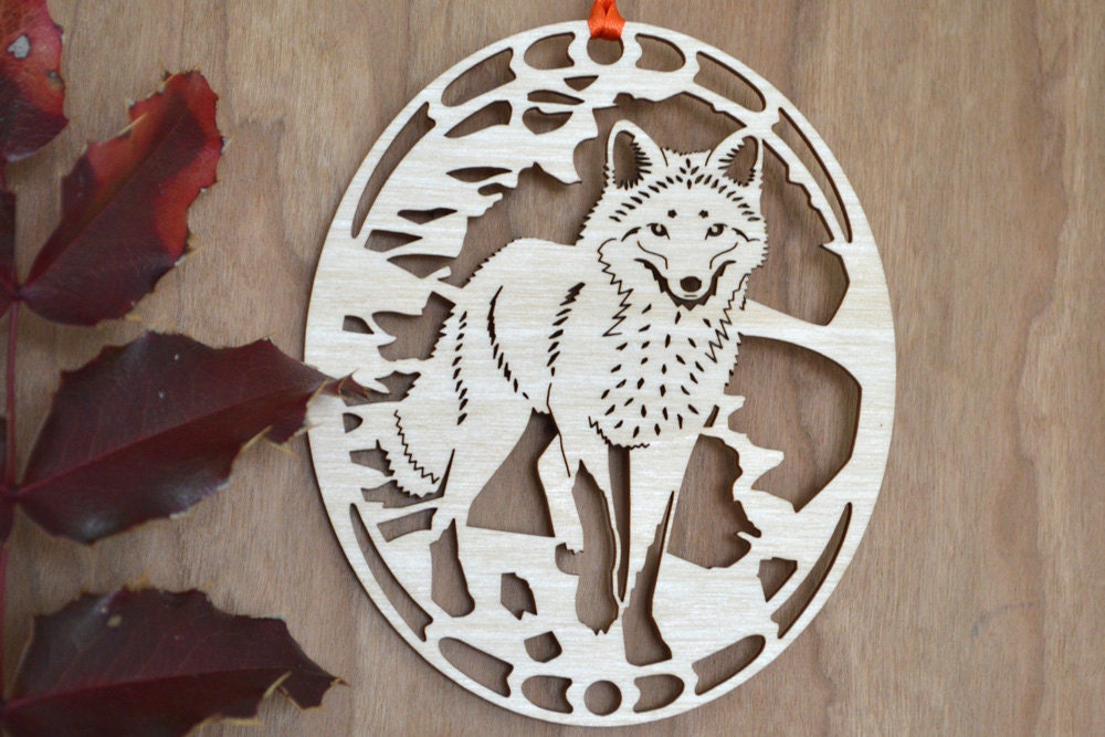Wood Fox Ornament Wood Cut Fox Decoration Red Fox Ornament - Etsy