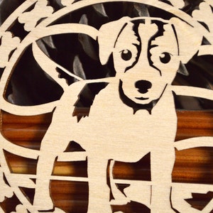 Puppy Ornament Wood-cut Jack Russell Terrier Decoration Woodcut Dog ...