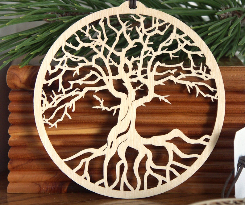 Tree of Life Ornament Woodcut Tree of Life Decoration Wooden Ornament ...