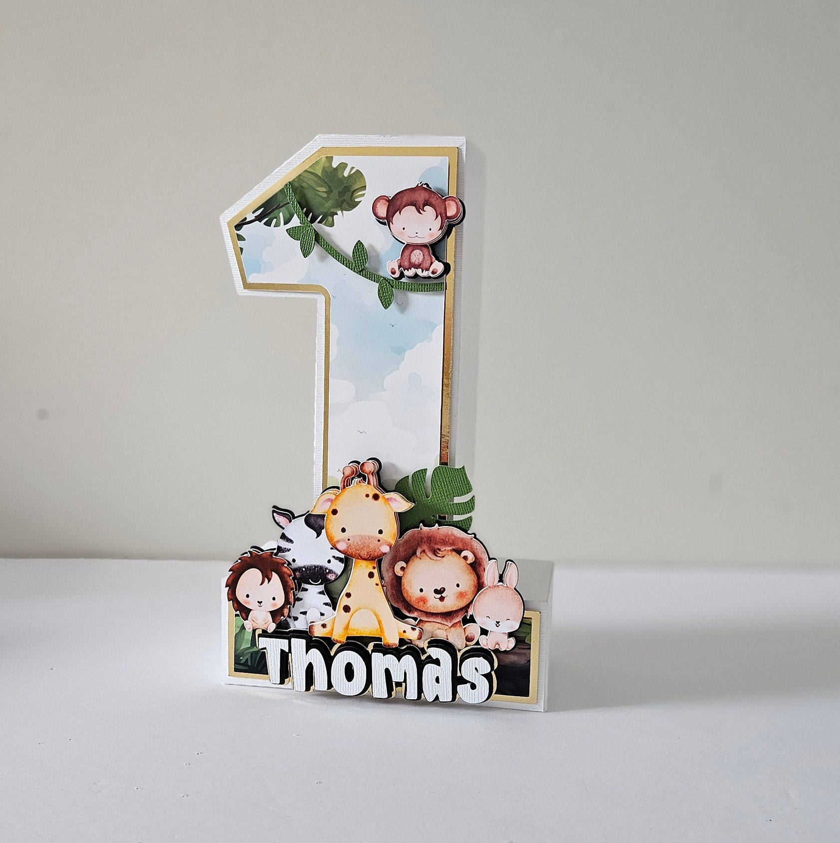 Safari First Birthday Number: 3D Cardstock /animal Party Decor /**8.5 ...