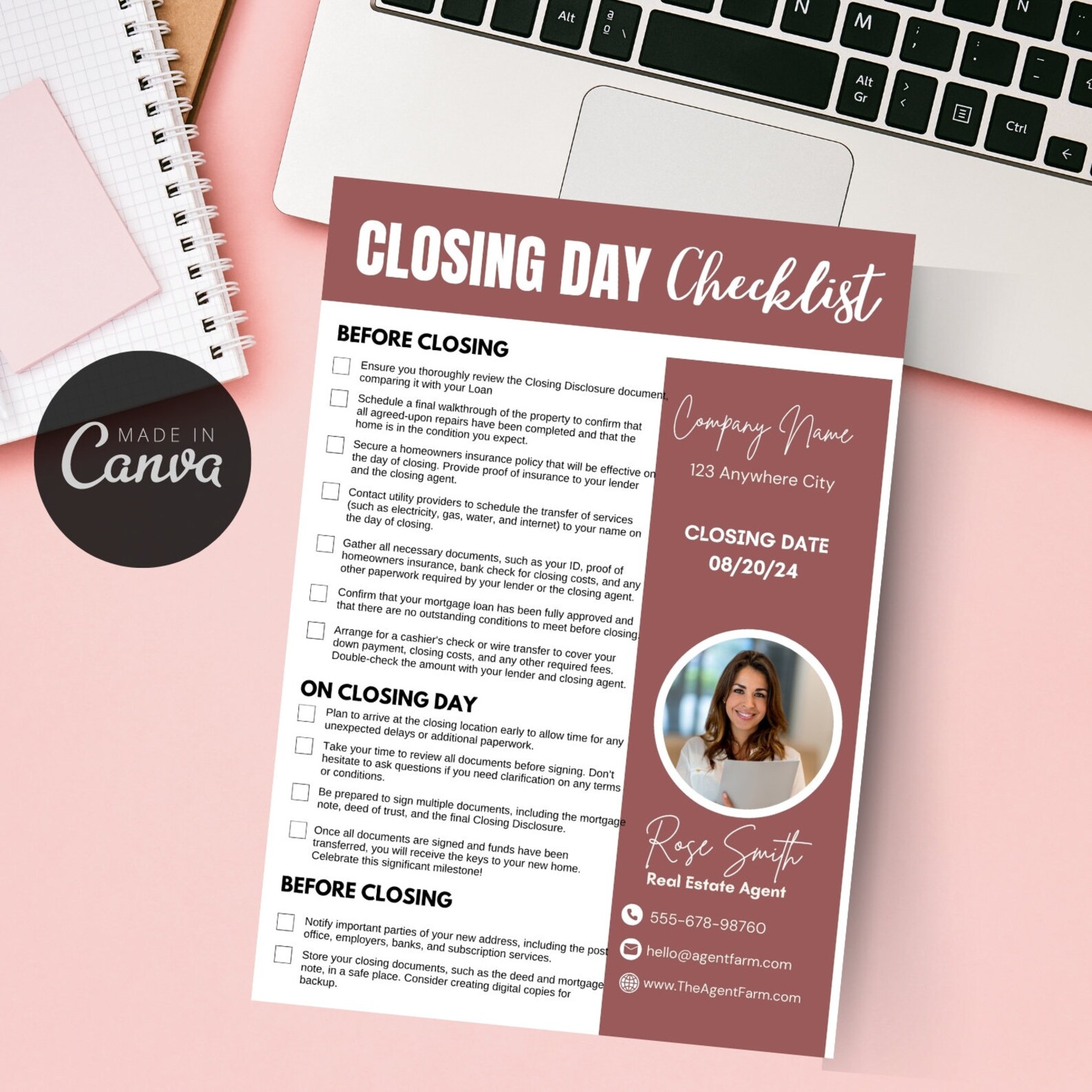 Closing Day Real Estate Checklist | Real Estate Checklist | Real Estate ...