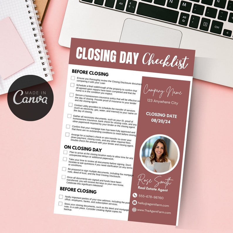 Closing Day Real Estate Checklist | Real Estate Checklist | Real Estate ...