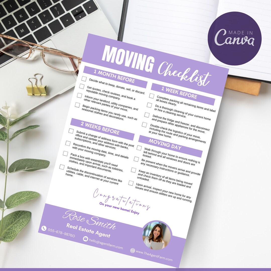 Real Estate Moving Checklist | Real Estate Checklist | Real Estate ...