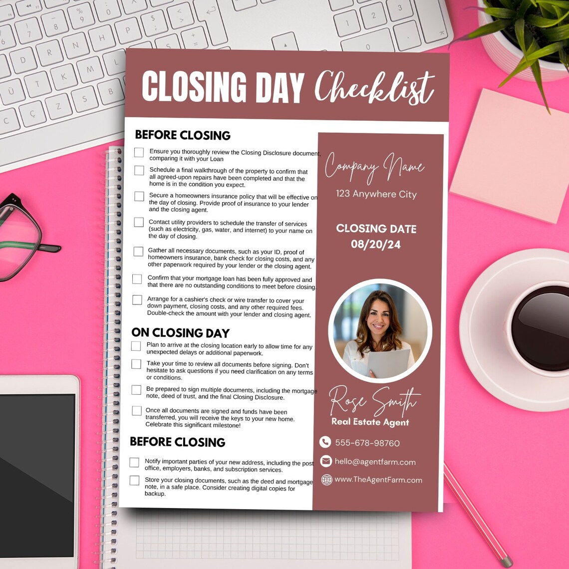 Closing Day Real Estate Checklist | Real Estate Checklist | Real Estate ...
