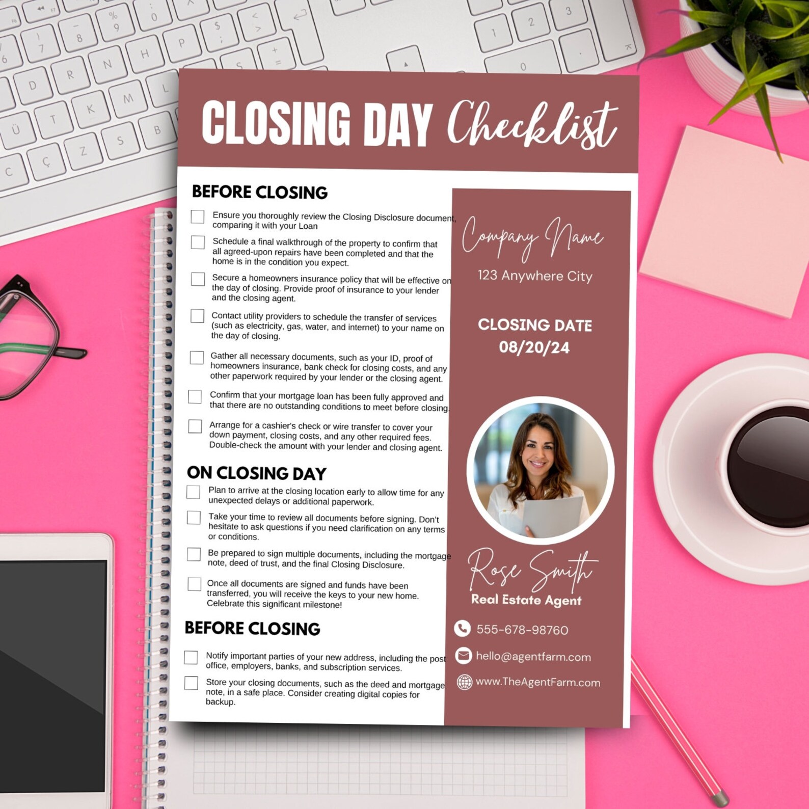 Closing Day Real Estate Checklist | Real Estate Checklist | Real Estate ...