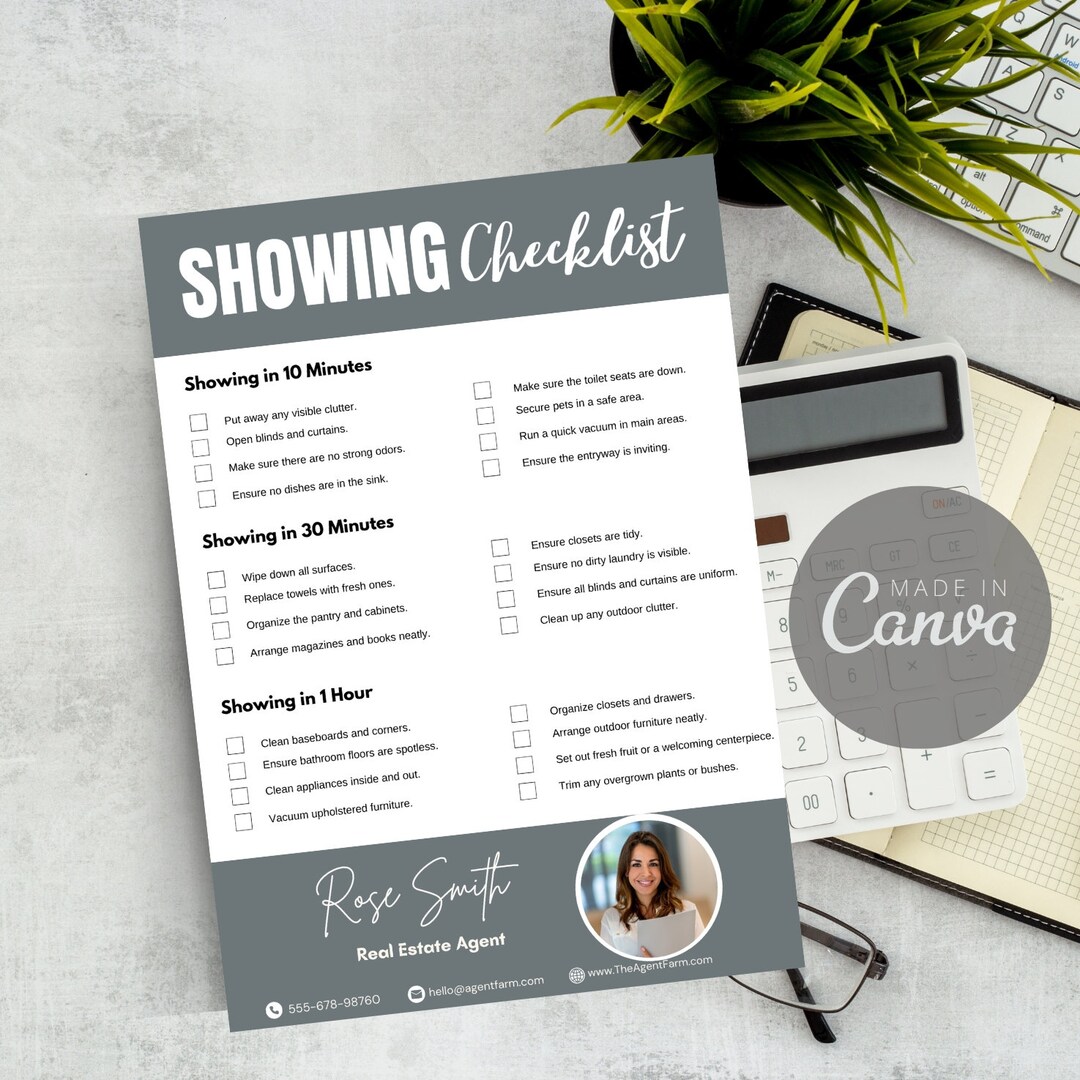 Real Estate Showing Checklist | Real Estate Checklist | Real Estate ...
