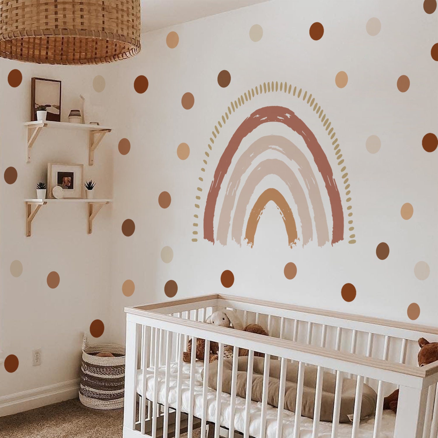 Wall Sticker Boho Rainbow With Dots and Hearts - Nursery and Kids Room ...