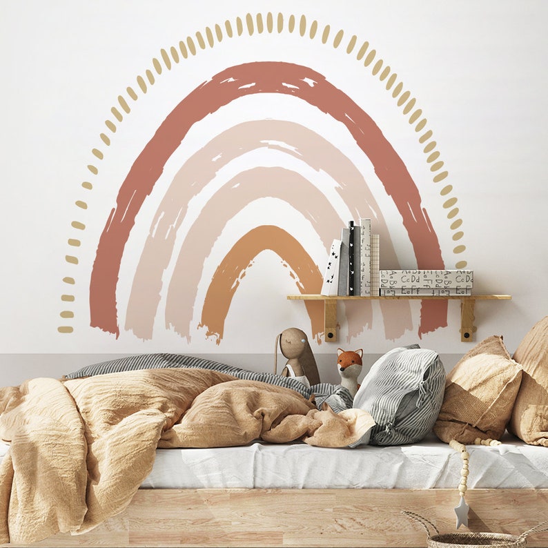 Wall Sticker Boho Rainbow With Dots and Hearts - Nursery and Kids Room ...