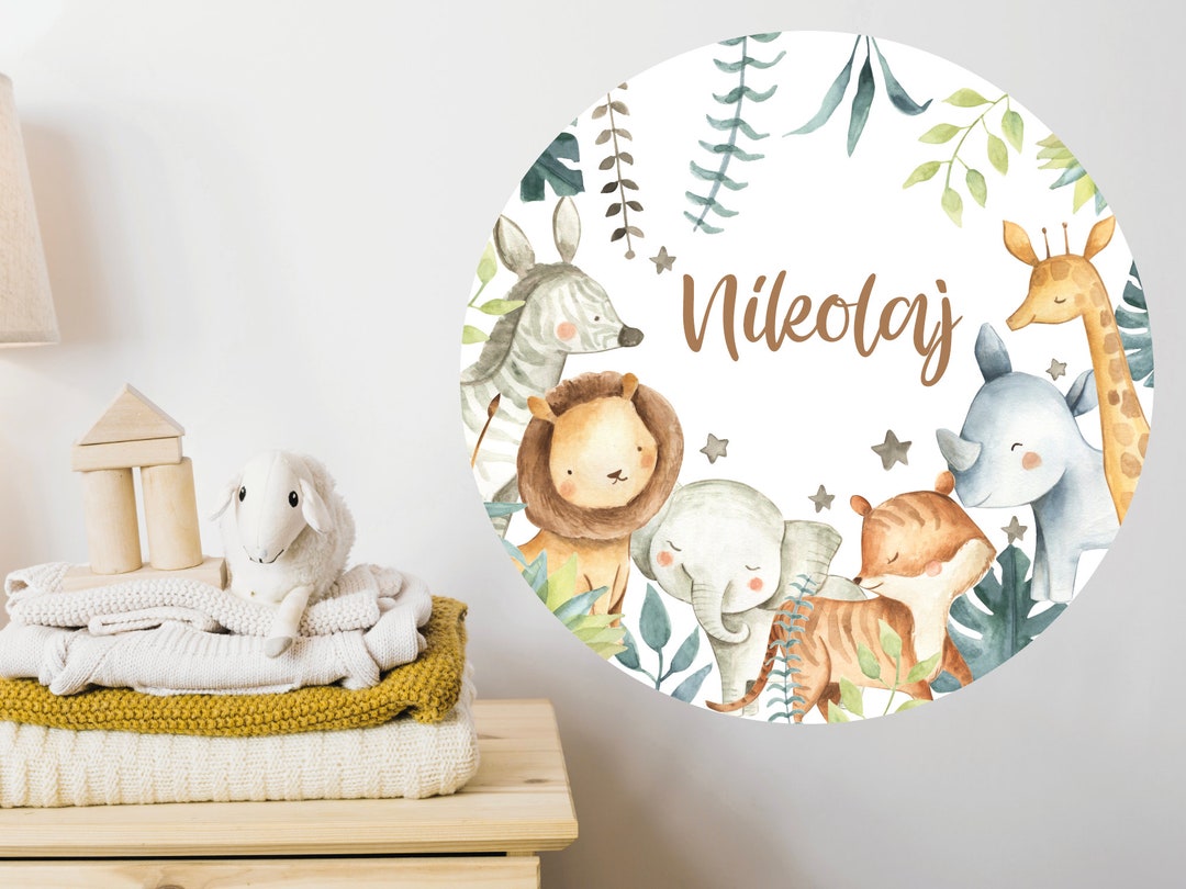 Wall Sticker Circle Jungle Animals Children's Room - Etsy