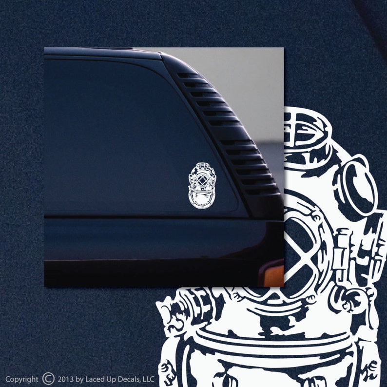Vintage Commercial Diving Helmet Vinyl Decal © Laced up Decals Sku ...