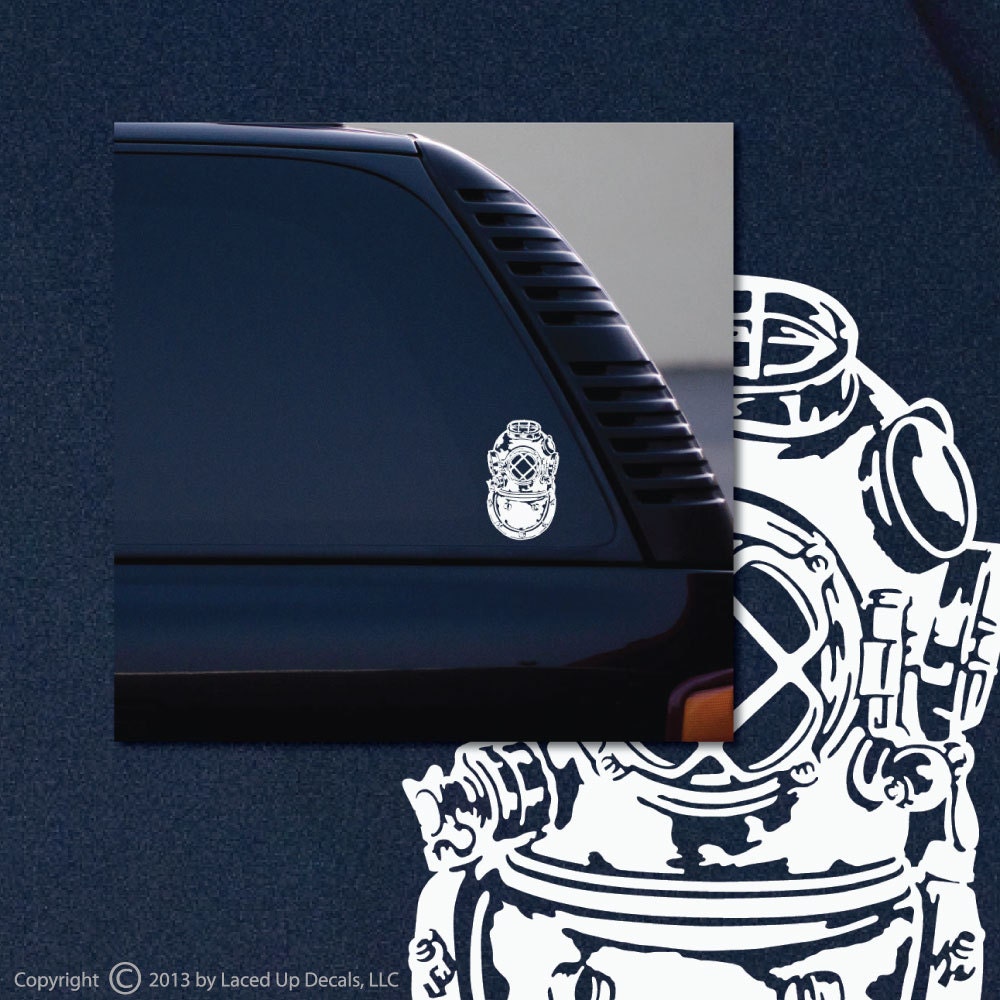 Vintage Commercial Diving Helmet Vinyl Decal © Laced up Decals | Etsy