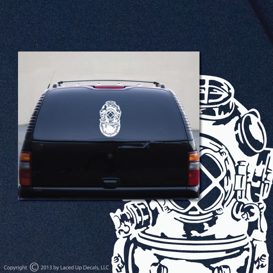 Vintage Commercial Diving Helmet Vinyl Decal © Laced up Decals | Etsy