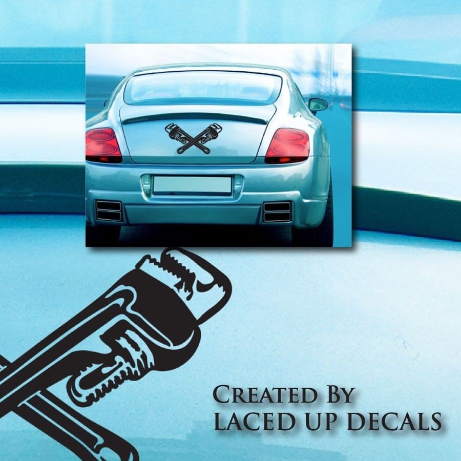 Crossed Pipe Wrench Vinyl Decal Big © Laced up Decals Sku:crossed Pipe ...