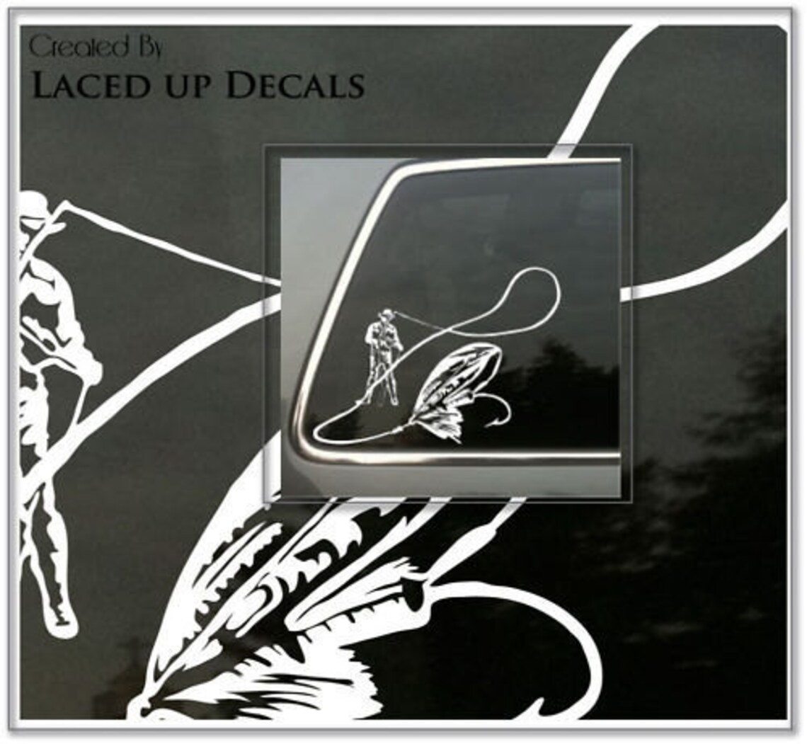 Fly Fishing Vinyl Decal © Laced up Decals Sku:fly Fishing Big - Etsy
