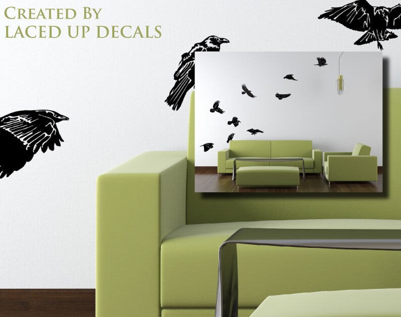 Crows Flying Huge Wall Vinyl Decal © 2013 Laced up Decals | Etsy