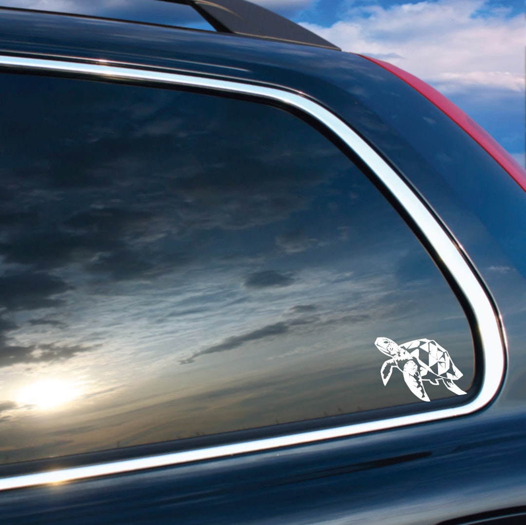 Geometric Turtle White Vinyl Decal - Etsy