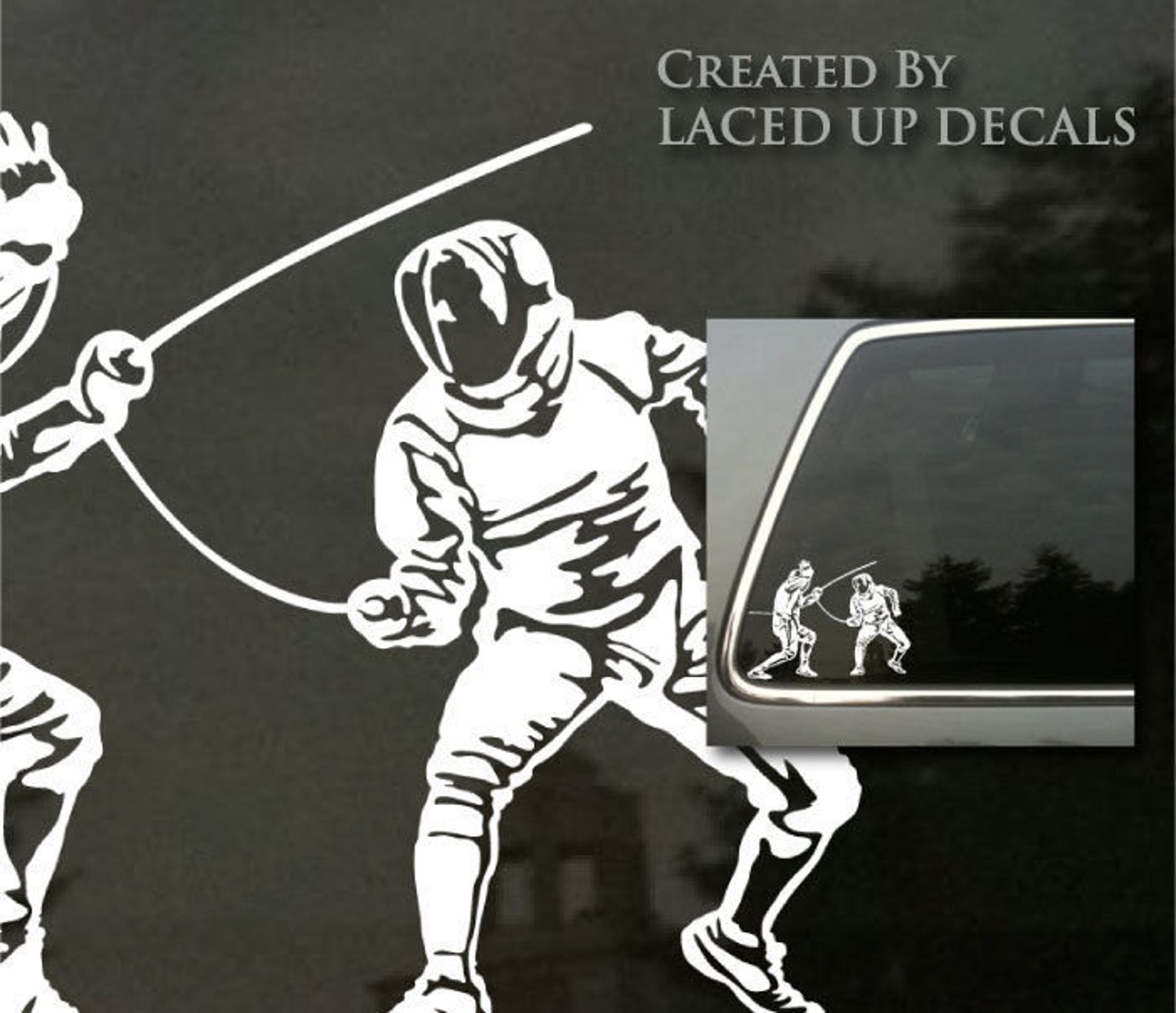 Fencing Vinyl Decal Sm © 2013 Laced up Decals Sku:fencing - Etsy