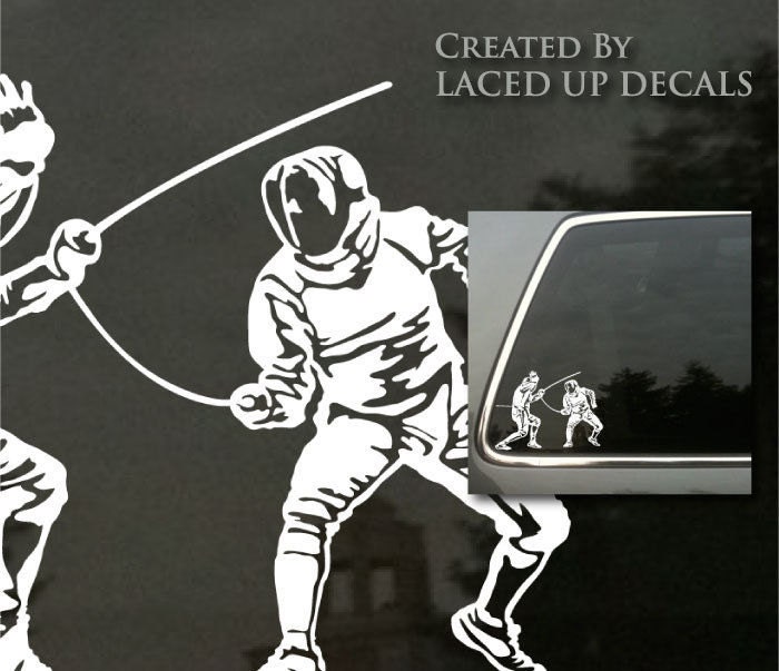 Fencing Vinyl Decal Sm © 2013 Laced up Decals Sku:fencing | Etsy