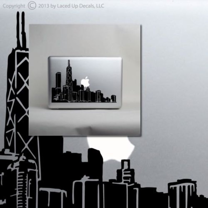 The Windy City Chicago Skyline Laptop Decal © 2013 Laced up Decals Sku ...