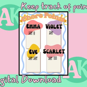 Chore Chart & Reward System Template Bundle | Printable Kids Point ...