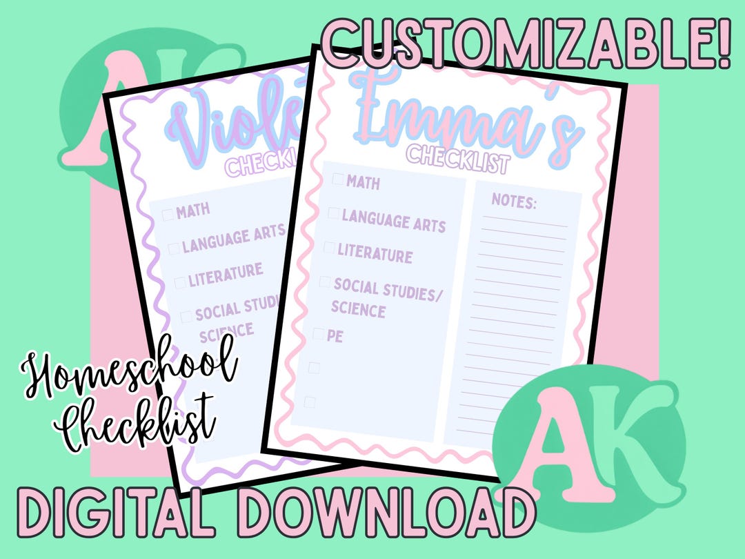 Printable Homeschool Daily Checklist: Student Planner With Custom Name ...