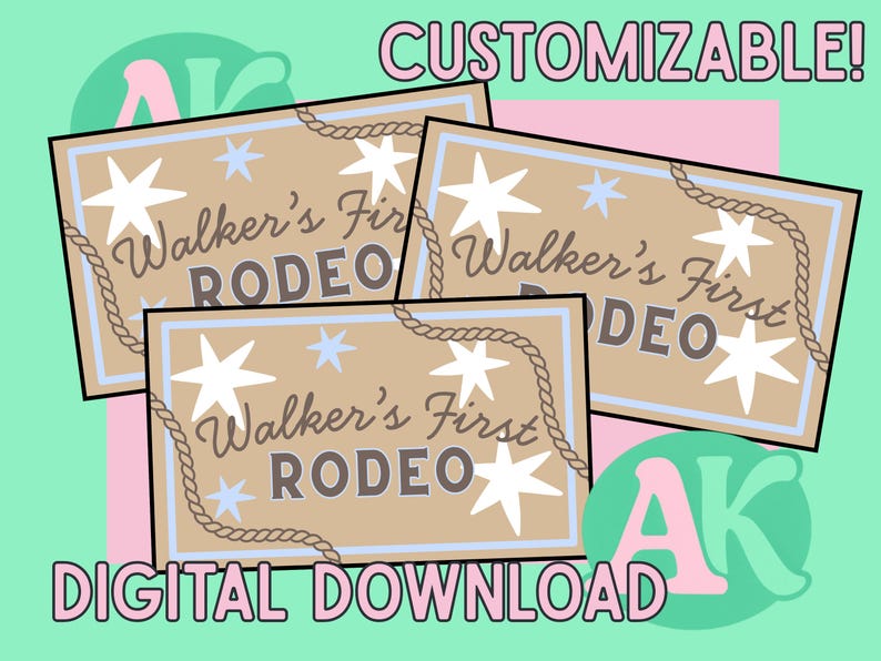 Rodeo Birthday Banner | Editable Canva Template | First Rodeo Cowboy ...