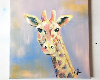 Giraffe canvas art | Etsy