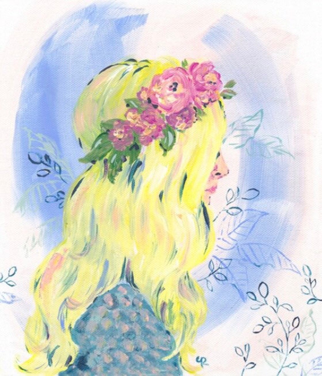 Spring Girl Art - Floral Artwork - Fashion Art - Digital Printable ...
