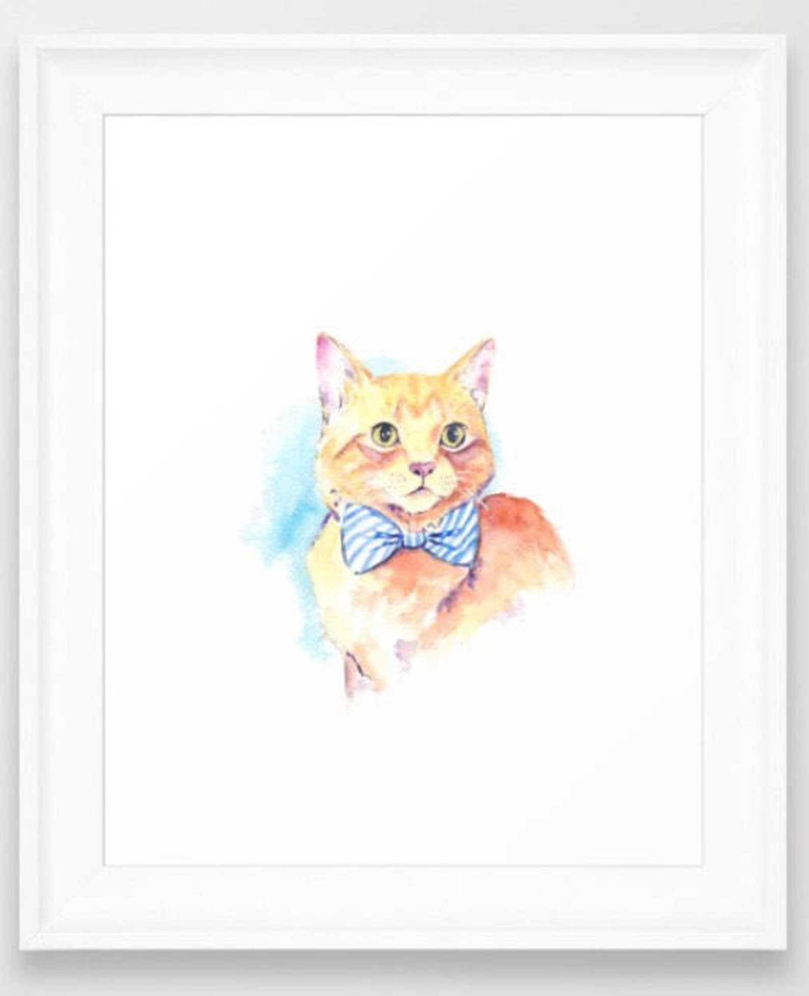 Dapper Cat Print - Tabby Cat Watercolor - Cat With Bow Tie - Digital ...