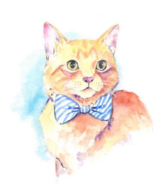 Dawing Cat Bow Tie