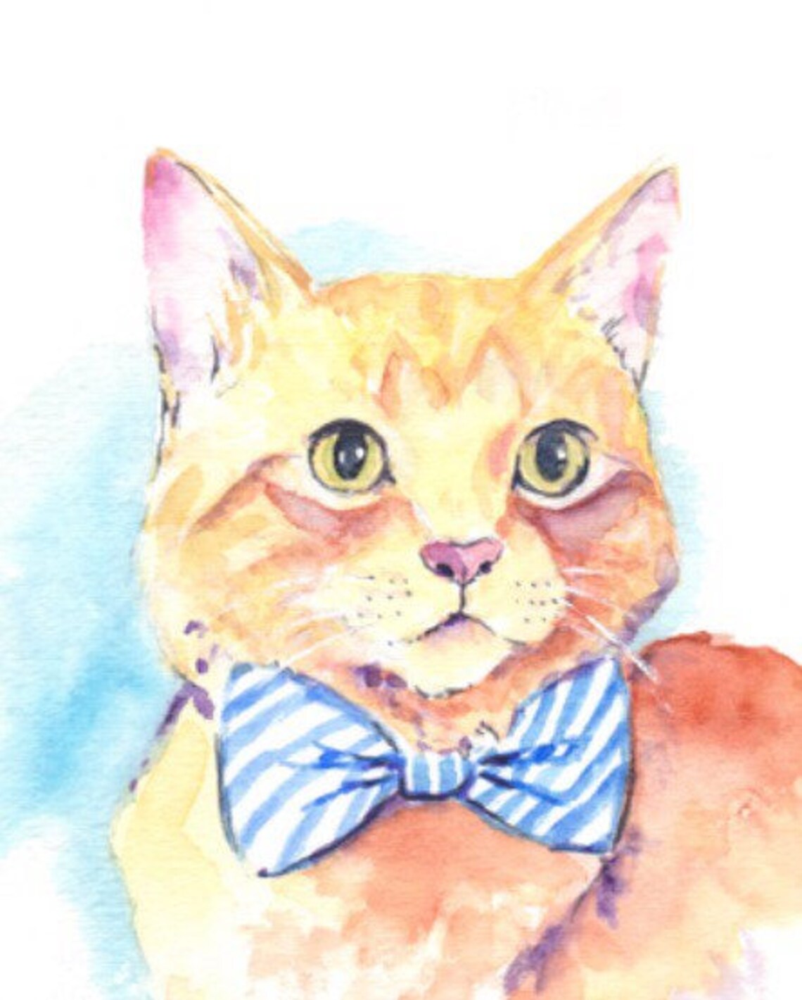 Dapper Cat Print Tabby Cat Watercolor Cat With Bow Tie - Etsy