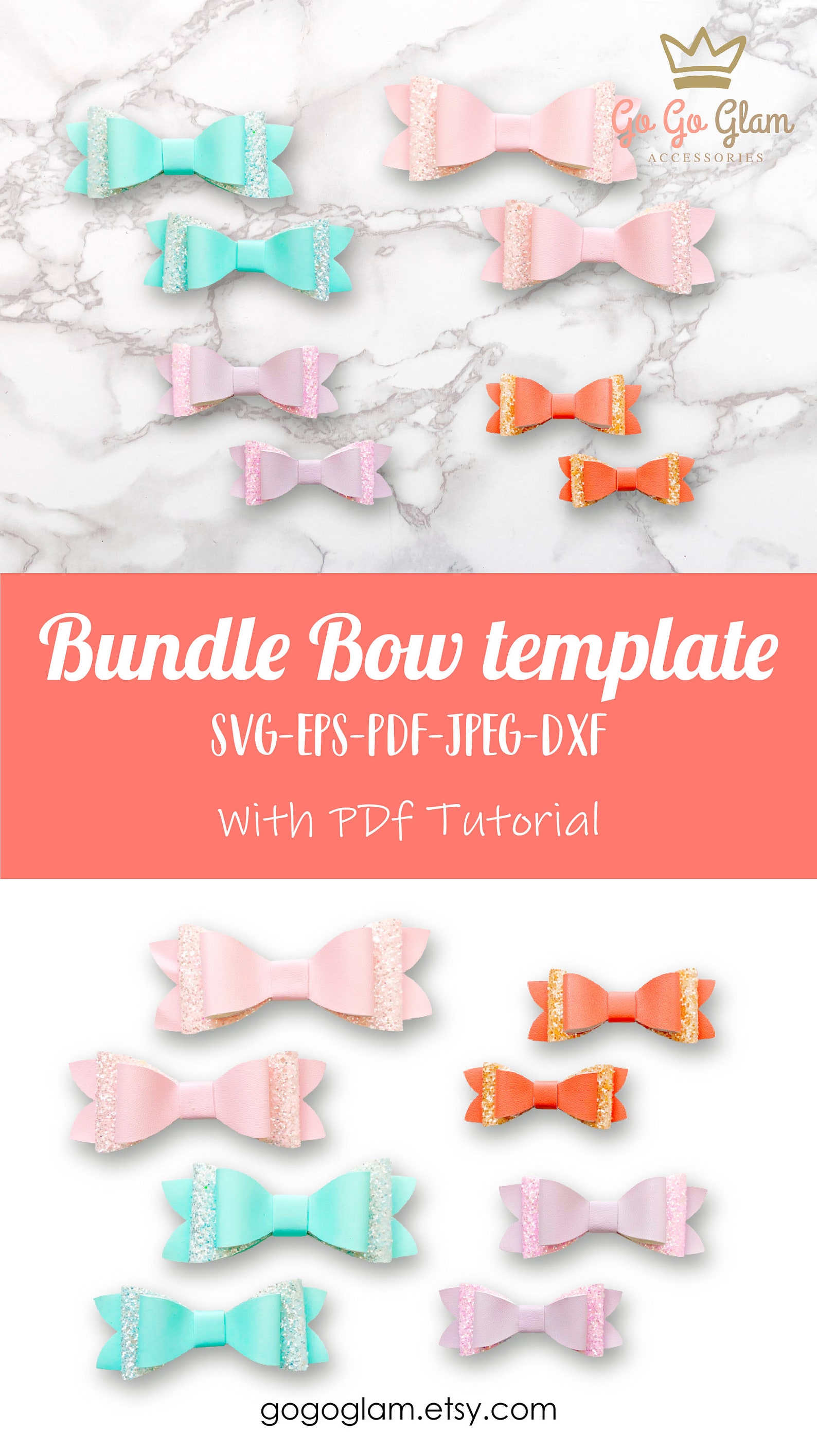 Bundle SVG Bow Pdf Pattern Bow Large Bow Die Cut Cut File - Etsy