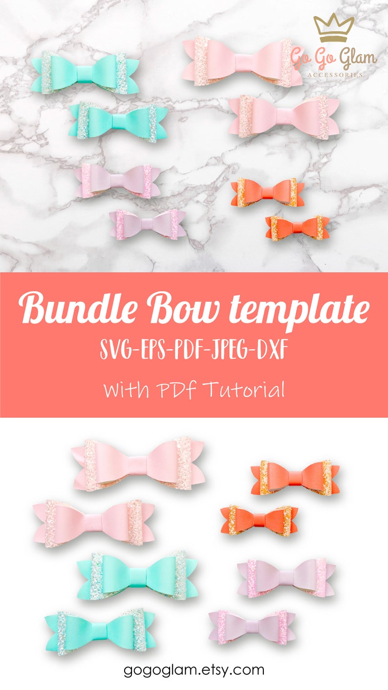 Bundle SVG Bow Pdf Pattern Bow Large Bow Die Cut Cut File - Etsy