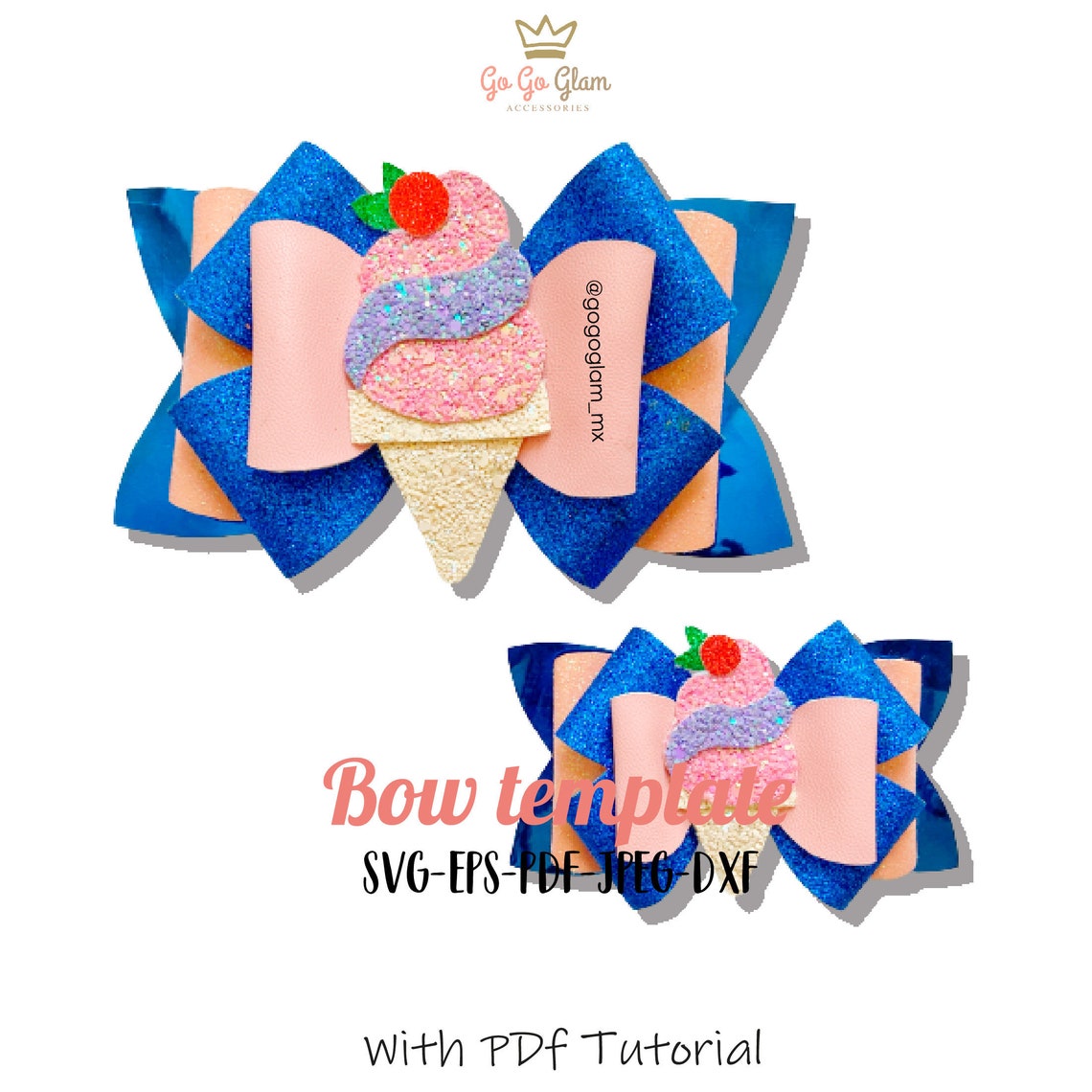 Ice Cream Bow Svg Svg Bow Template Ice Cream Svg Cricut Pdf | Etsy