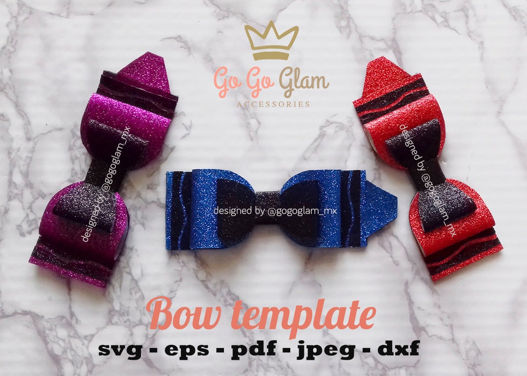 Crayon Bow Template Back to School Svg Eps Dxf Pdf Jpeg Digital File ...