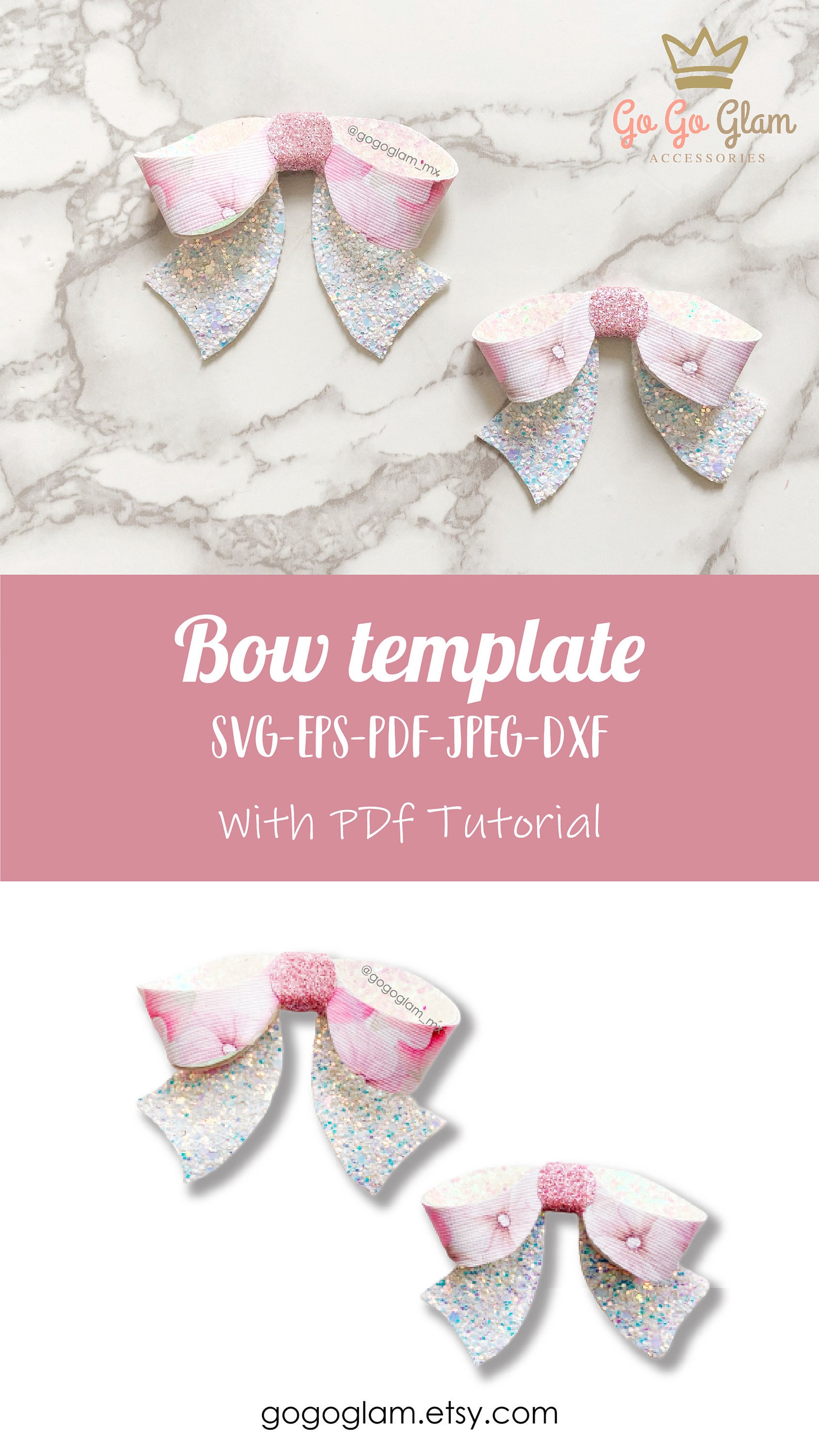 Bow Template SVG Pattern Bow Cutting Machine Pdf Diy Bow - Etsy
