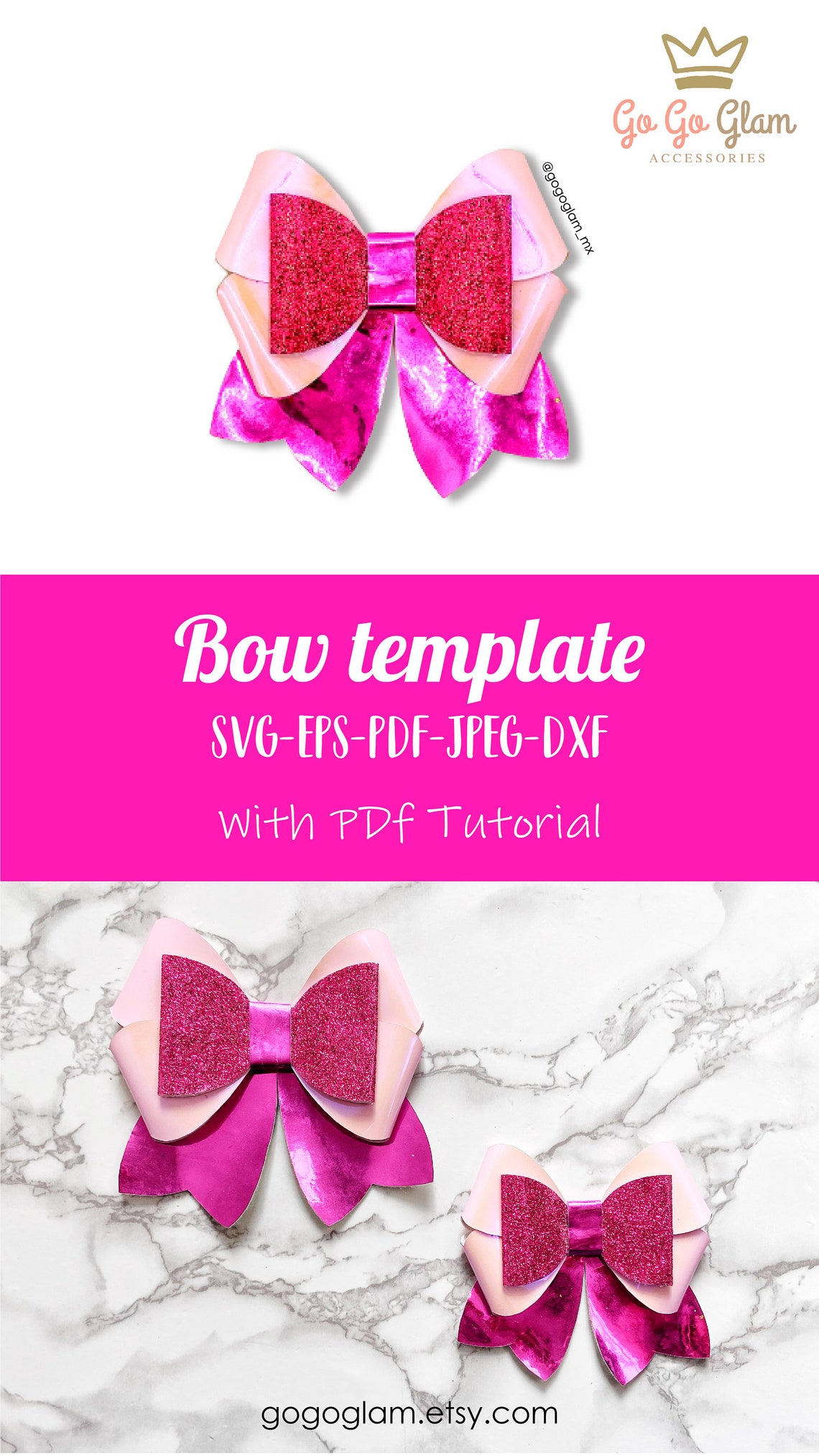 Svg bow template girl bow file for cricut digital bow for | Etsy