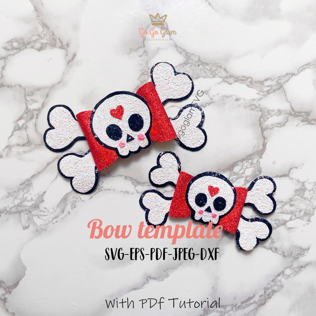 Skull Hairbow Svg, Halloween Svg Bow, Halloween Bow Template - Etsy