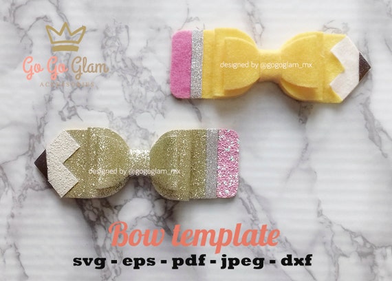 Pencil Bow template Back to school svg eps dxf pdf jpeg | Etsy