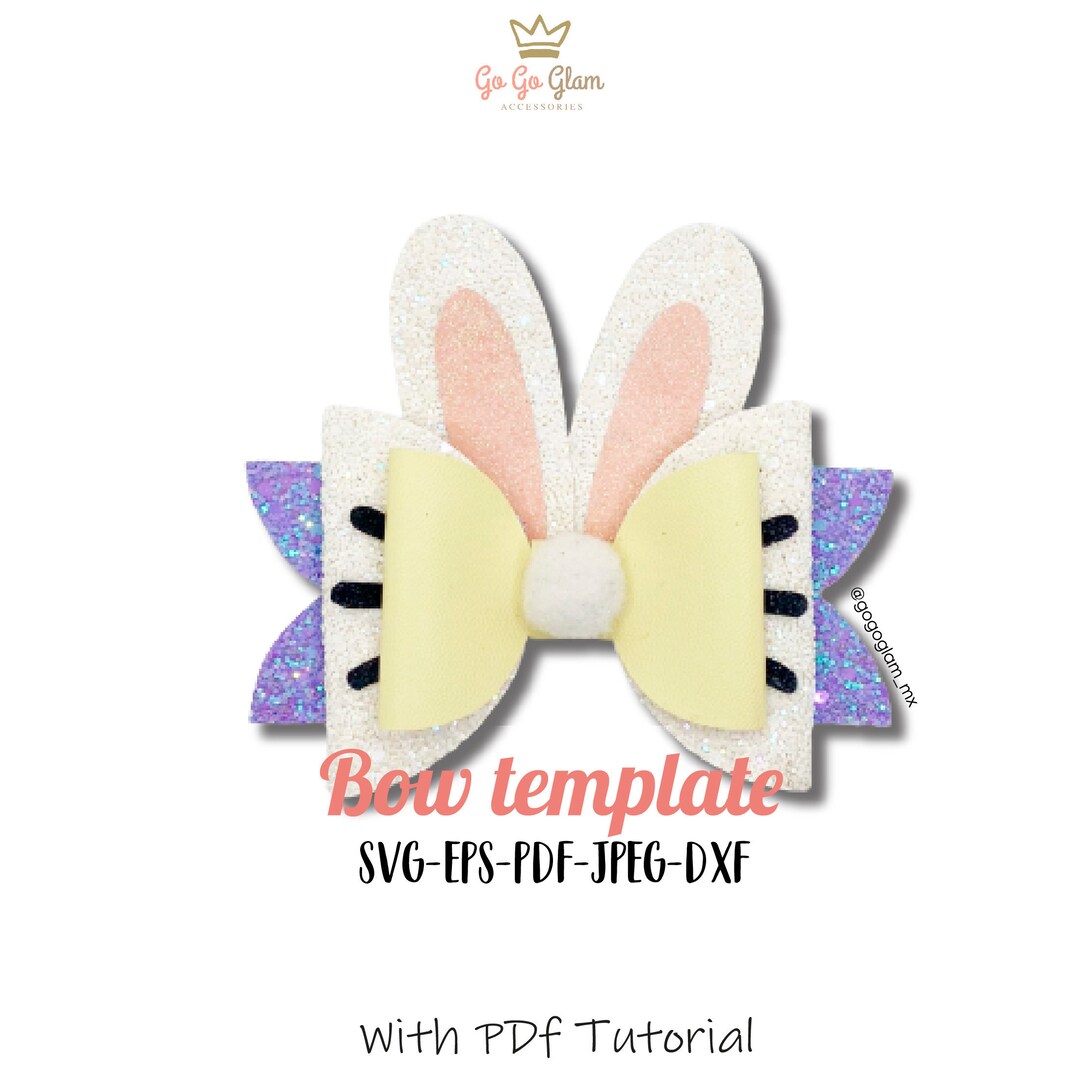 Svg Bunny Bow Template, Bunny Bow Ears File, Easter Bow Cut File, Bunny ...