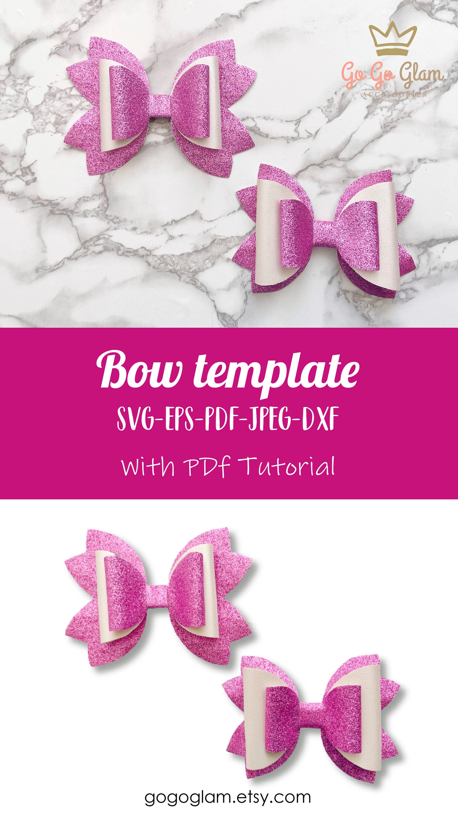 Hair Bow Template SVG Pattern Bow Cutting Machine Pdf Diy | Etsy